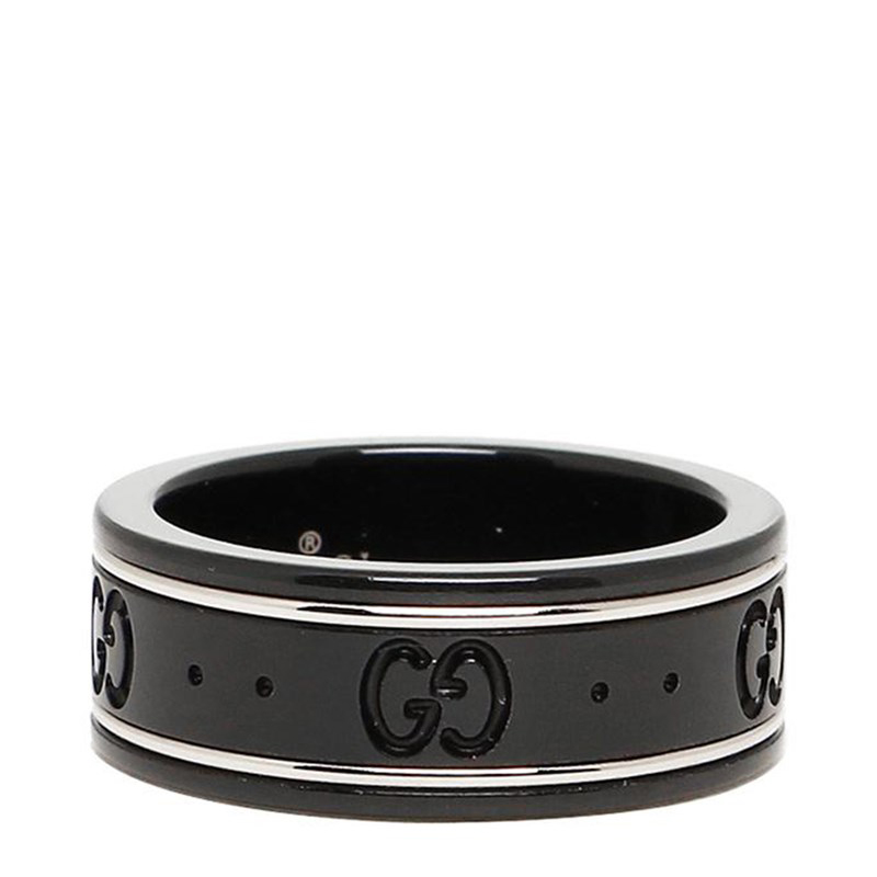 NEW GUCCI RING 225985 I19A1 8061 18kt WHITE GOLD BLACK NEW GUCCI RING 225985 I19A1 8061 18kt WHITE GOLD BLACK
