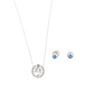 NEW SWAROVSKI SPARKLING DANCE NECKLACE/EARRING 5480485 BLUE PLATED & BRASS