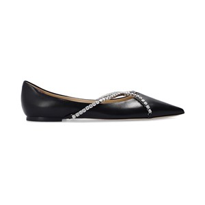 JIMMY CHOO 黑色女士低跟鞋 GENEVIFLATBO-BLACKCRYSTAL