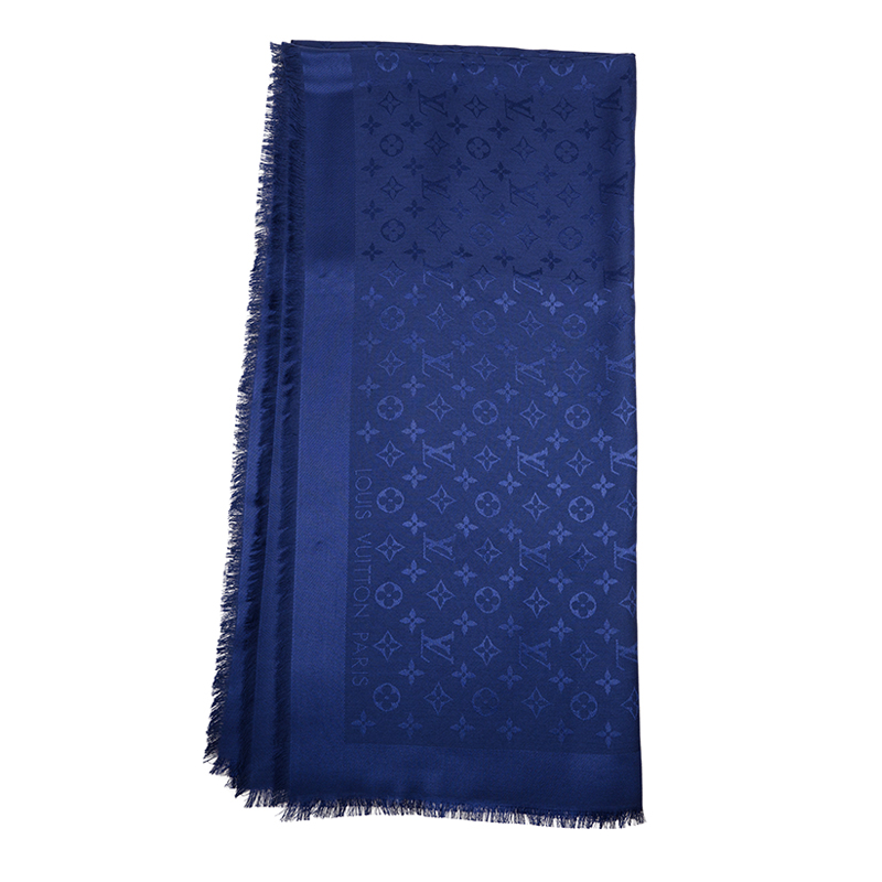 NEW LOUIS VUITTON SCARFS MONOGRAM M76631 SILK DARK BLUE VIP