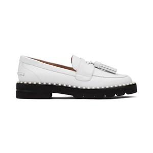 STUART WEITZMAN 女白色女士樂福鞋 MILA-LIFT-PEARL-LOAFER-WHITE
