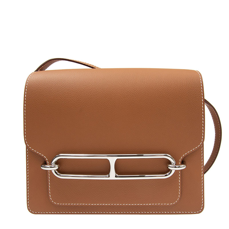 NEW HERMES HANDBAGS ROULIS 23 37 SHOULDER BAG CROSSBODY BAG GOLD Celebrity standing